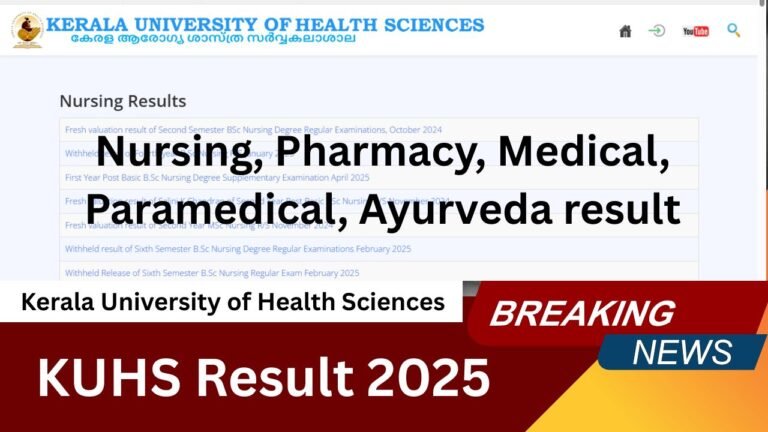 KUHS Result 2025 (Nursing, Pharmacy)- kuhs.ac.in Result RESULT AAJTAK
